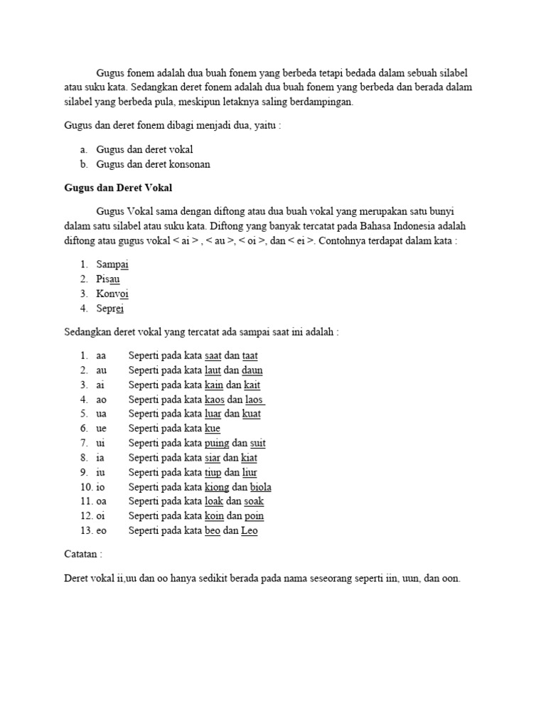Gugus Fonem Dan Deret Fonem | PDF | Seni & Disiplin Bahasa