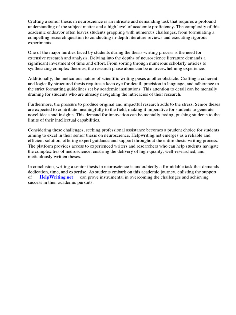 Bu Senior Thesis Neuroscience | PDF | Biodiversity | Conservation Biology