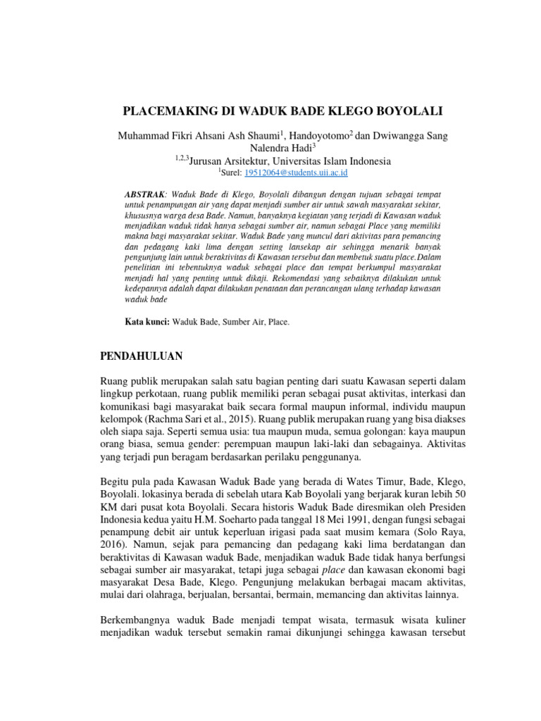 Placemaking Waduk Bade Boyolali | PDF | Seni