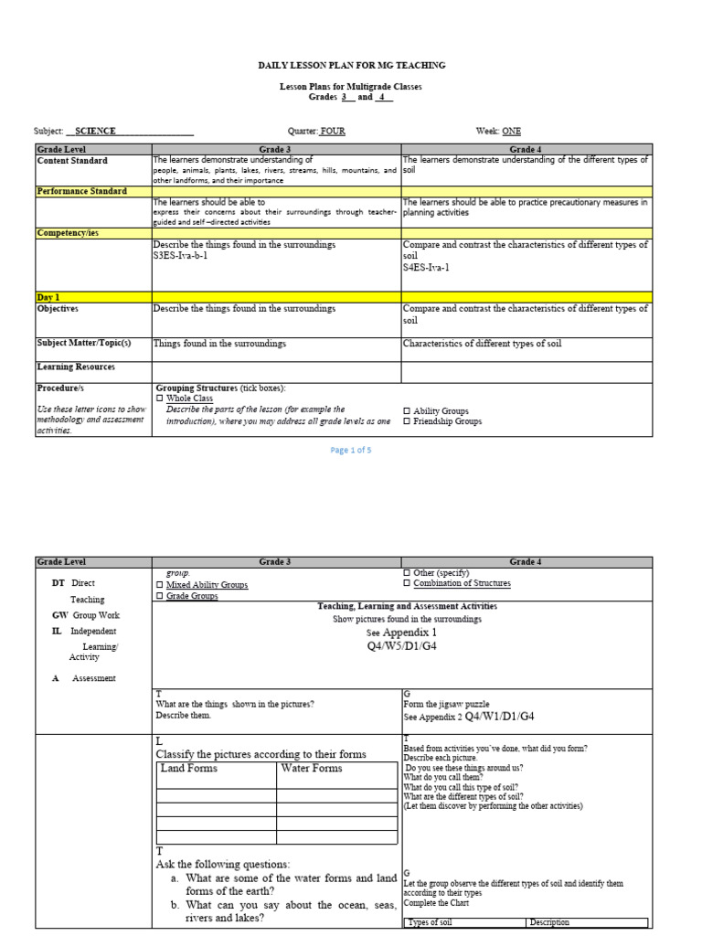 Multigrade Science Lesson Plan | PDF | Lesson Plan | Learning