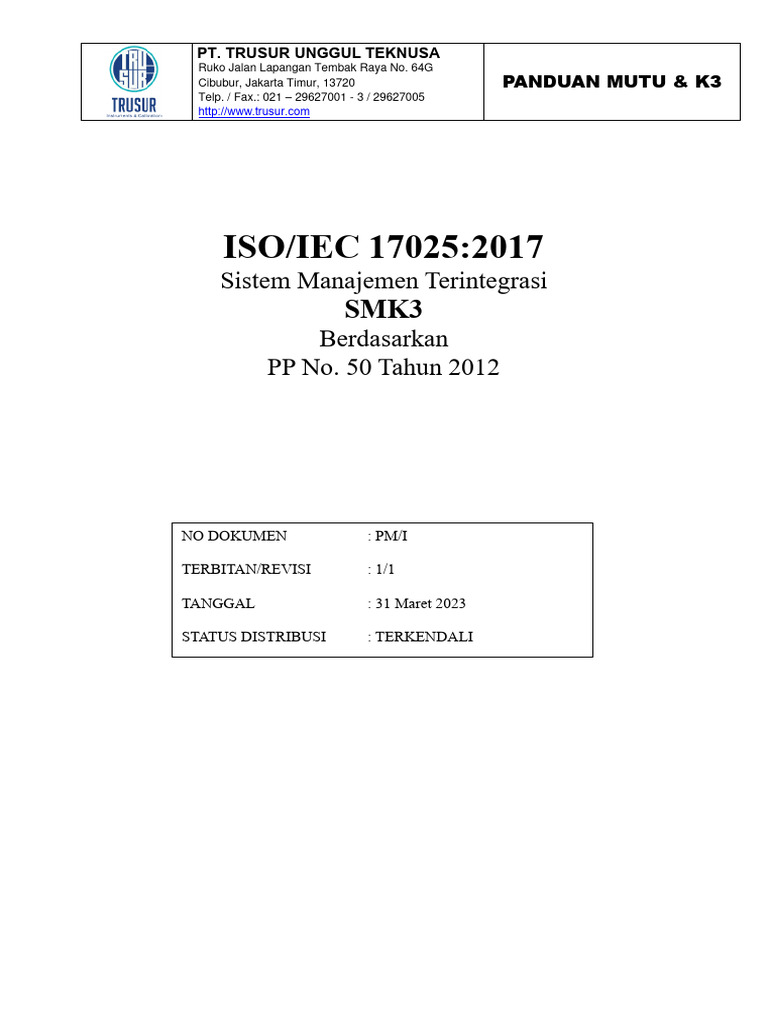 Panduan Mutu Dan k3 | PDF