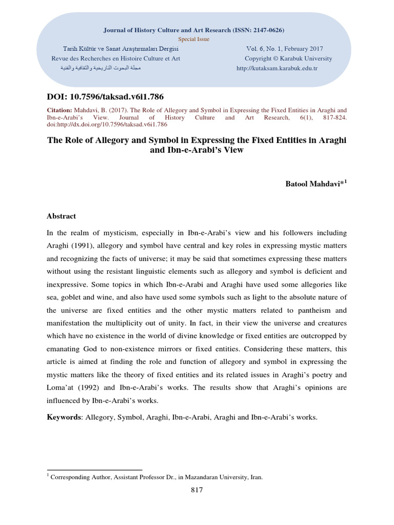 The Role of Allegory and Symbol in Expressing The | PDF | Parable | Sufism