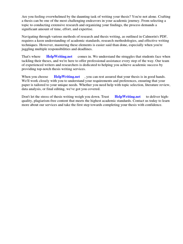 Methods of Research and Thesis Writing Calmorin PDF | PDF | Thesis ...