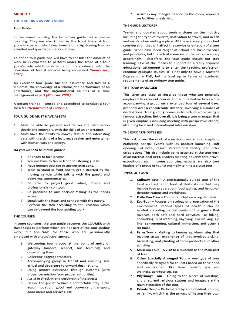 (Guides Inc., 1980) .: Tour Guiding As Profession | PDF | Tourism ...