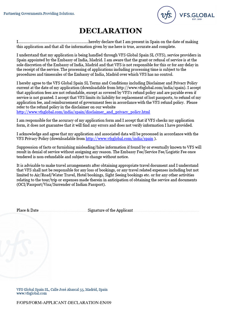 F Ops Form Applicant Declaration En01 | PDF | Government And Personhood