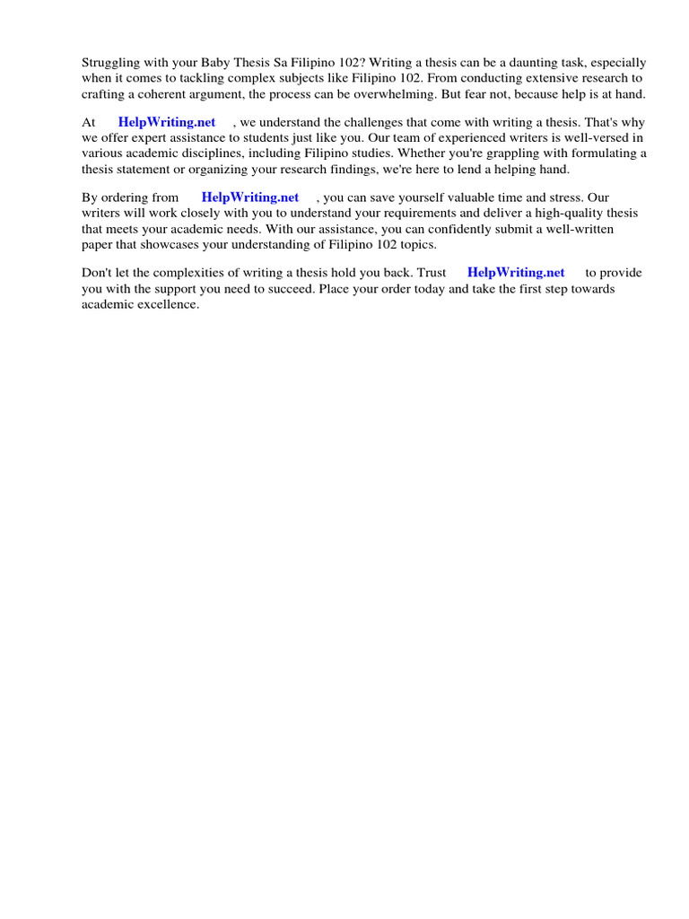 Baby Thesis Sa Filipino 102 | PDF | Tagalog Language | Thesis