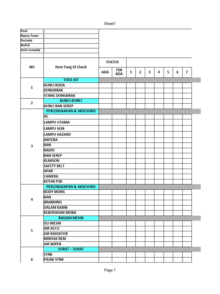 Ceklist Armada CNC 2024 | PDF