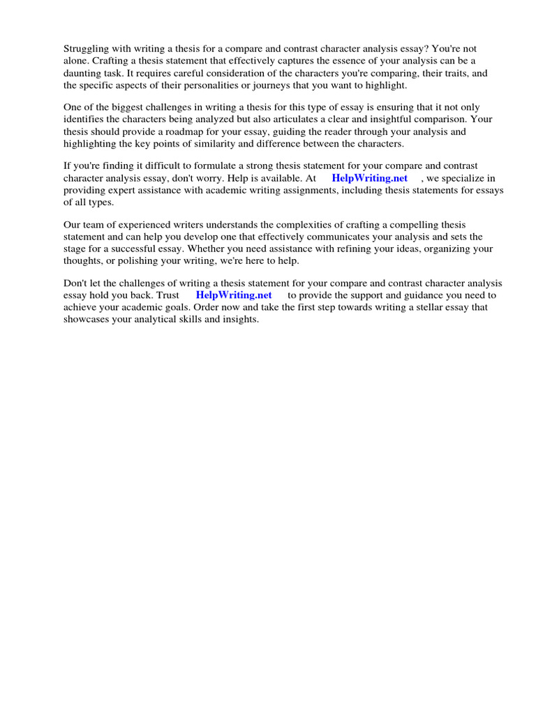 If You Are Trying To Write A Thesis For A Compare and Contrast ...