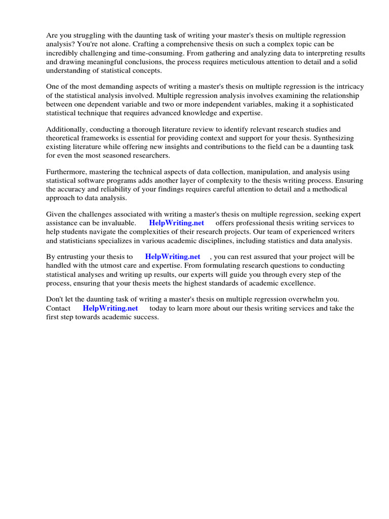 Master Thesis Multiple Regression | PDF