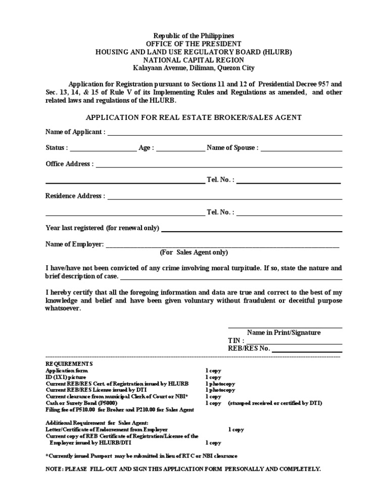 Real Estate Broker Registration Form | PDF | Law