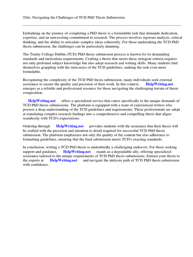 TCD PHD Thesis Submission | PDF | Reverse Transcription Polymerase ...