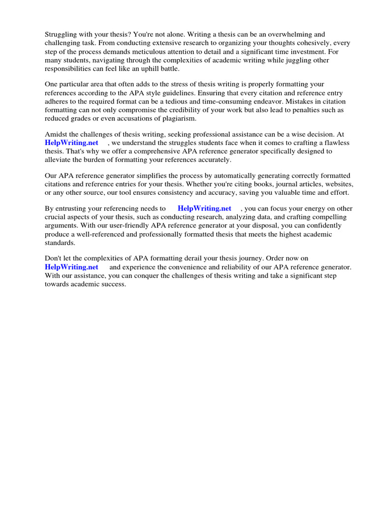 Apa Reference Generator Thesis | Download Free PDF | Apa Style | Citation