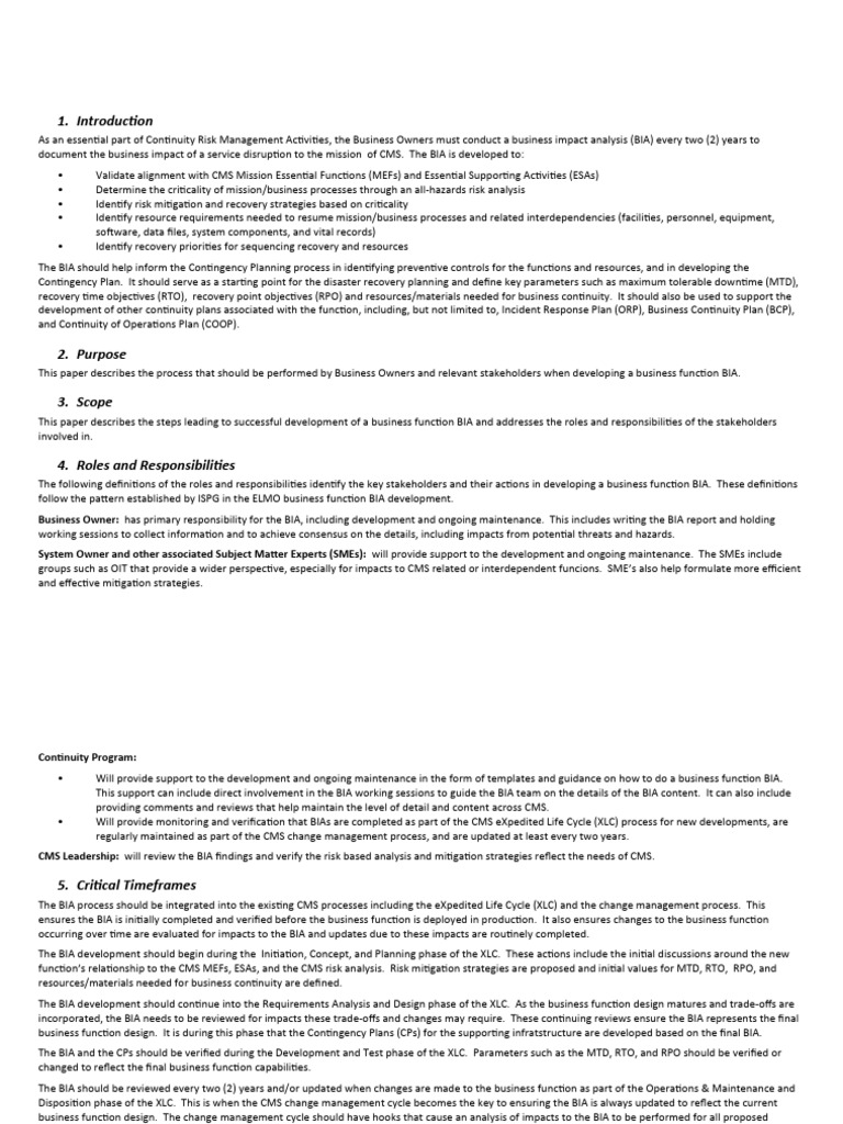 Business-Impact-Analysis-BIA-Process-and-Template (1) | PDF | Disaster ...