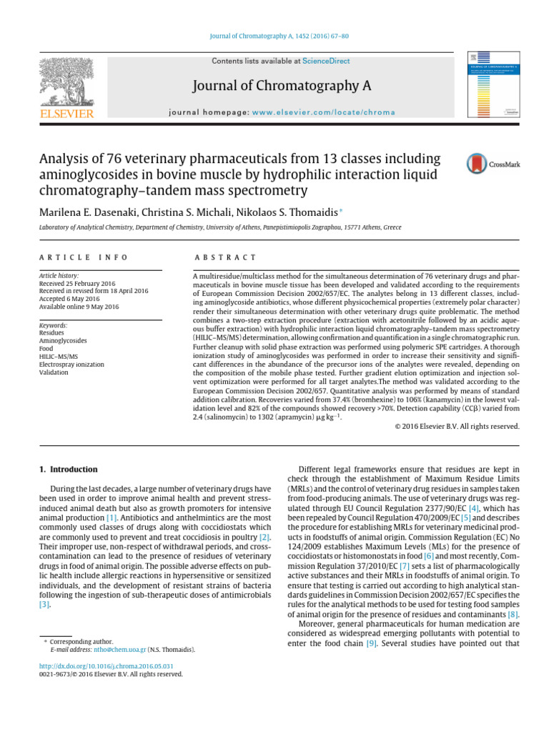 Journal of Chromatography A: Marilena E. Dasenaki, Christina S. Michali ...