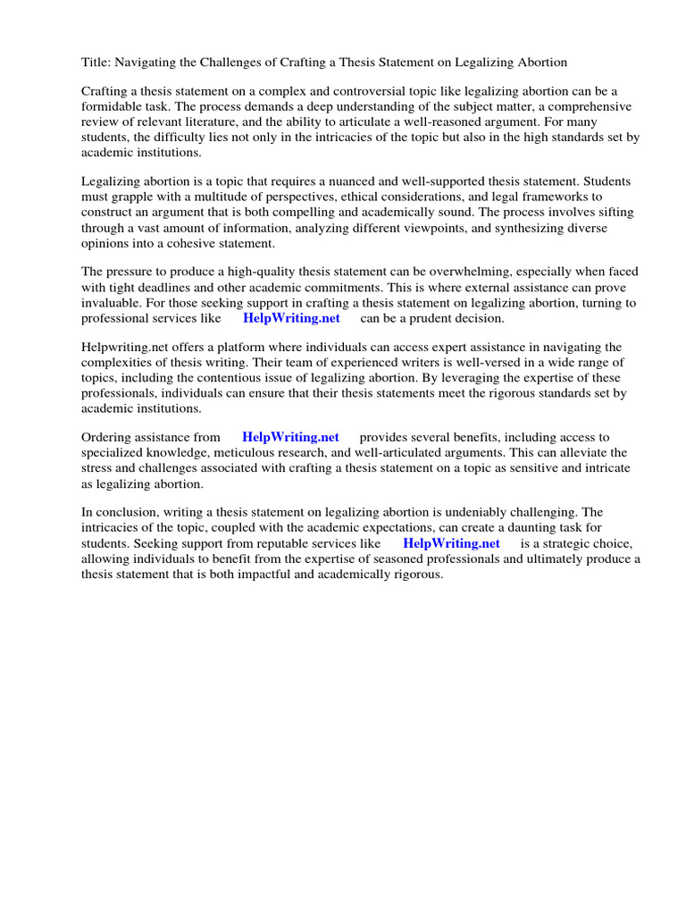 Crafting Abortion Thesis Statements | PDF | Social Science | Self ...