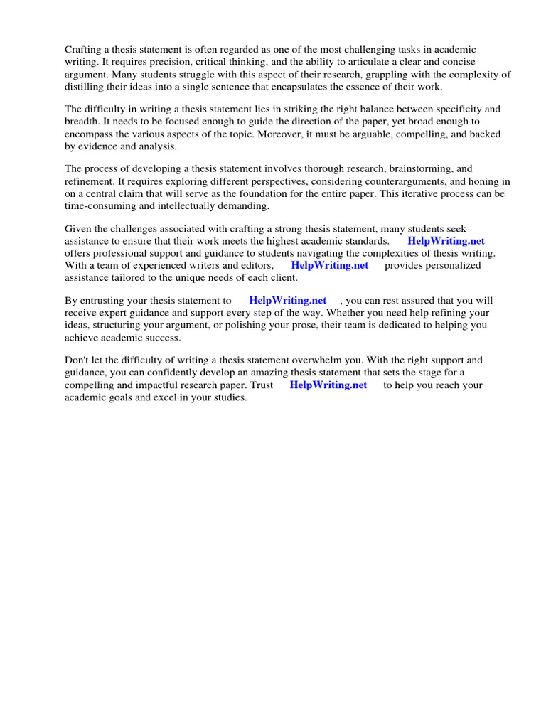Example of An Amazing Thesis Statement | PDF | Essays | Thesis
