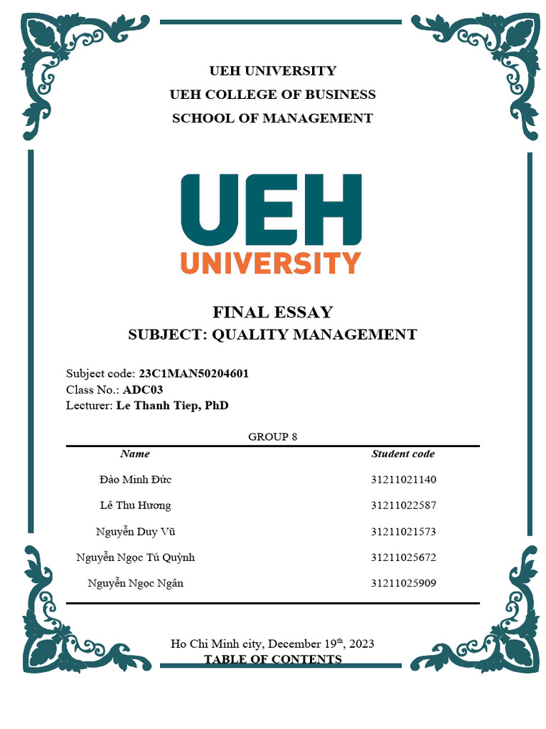 Final Essay QM | PDF | Business