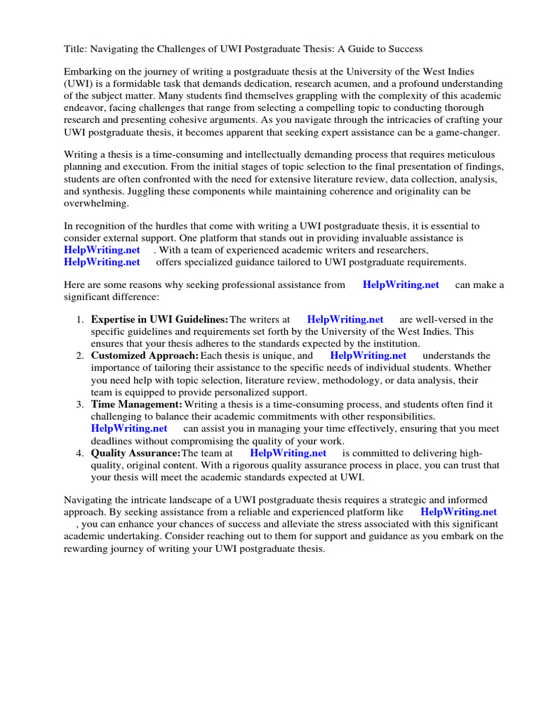 Uwi Postgraduate Thesis Guide | PDF | Thesis | Antenna (Radio)