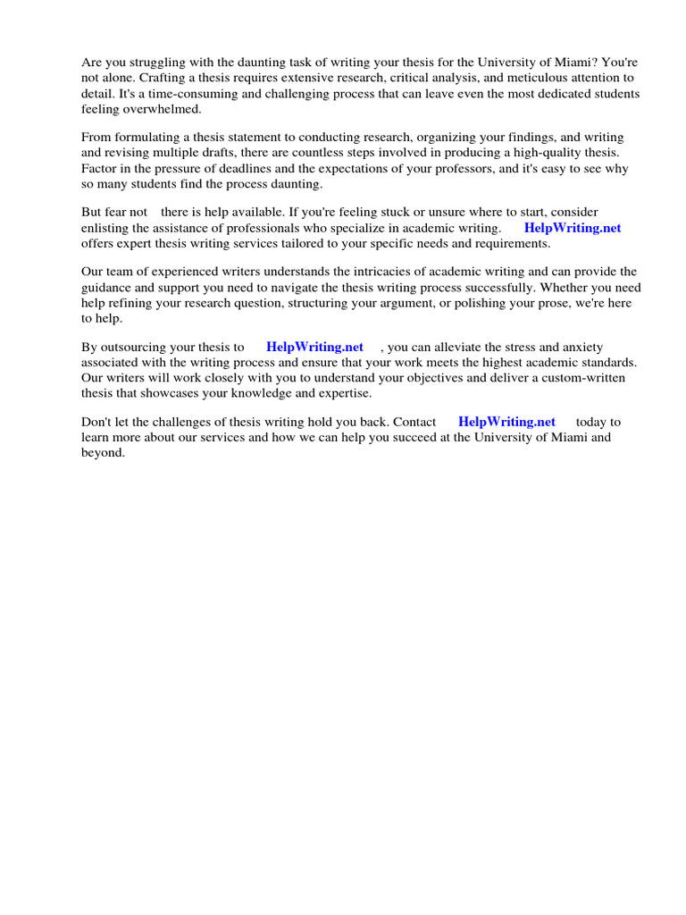 University of Miami Thesis | PDF | Thesis | Essays
