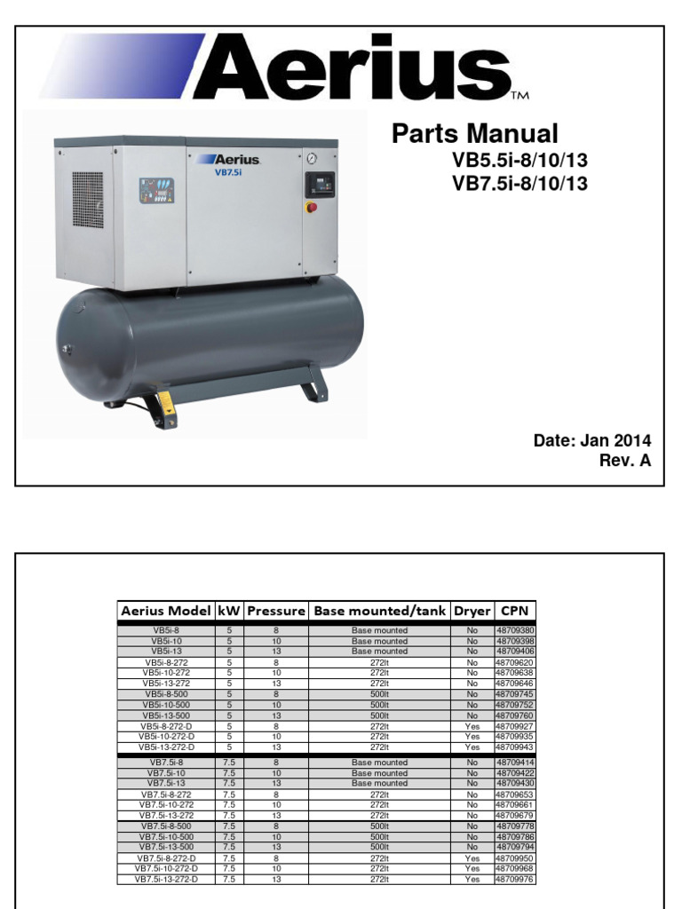 Aerius VB5.5i-VB7.5 Parts Manual | PDF | Gases | Mechanical Engineering