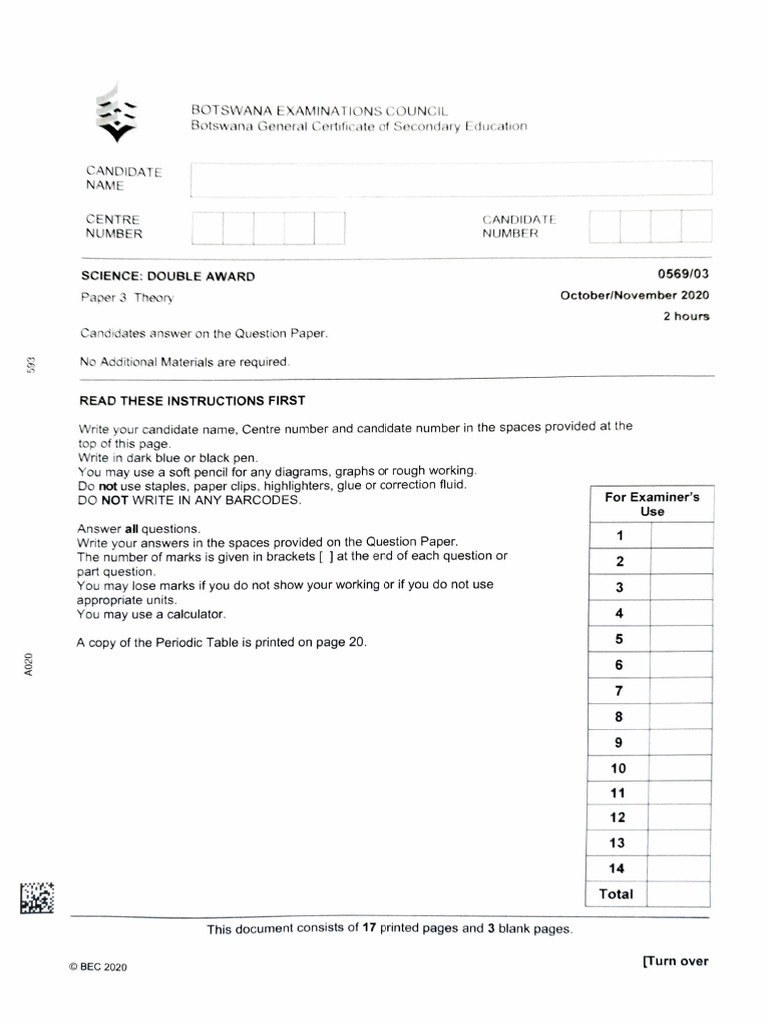 BGCSE Science Double Award Paper 3 | PDF | Hydroxide | Oxide