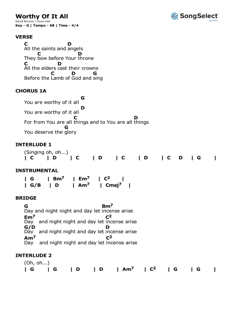 3 Worthy of It All-chords-G | PDF