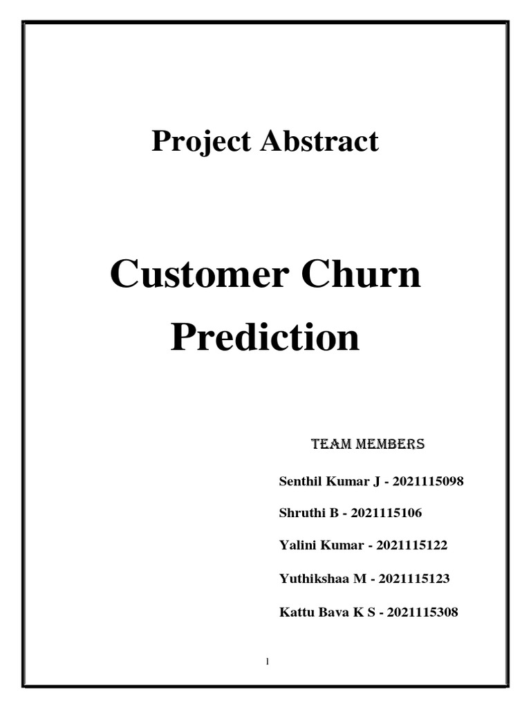 NM Project Customer Churn Prediction Abstract | PDF