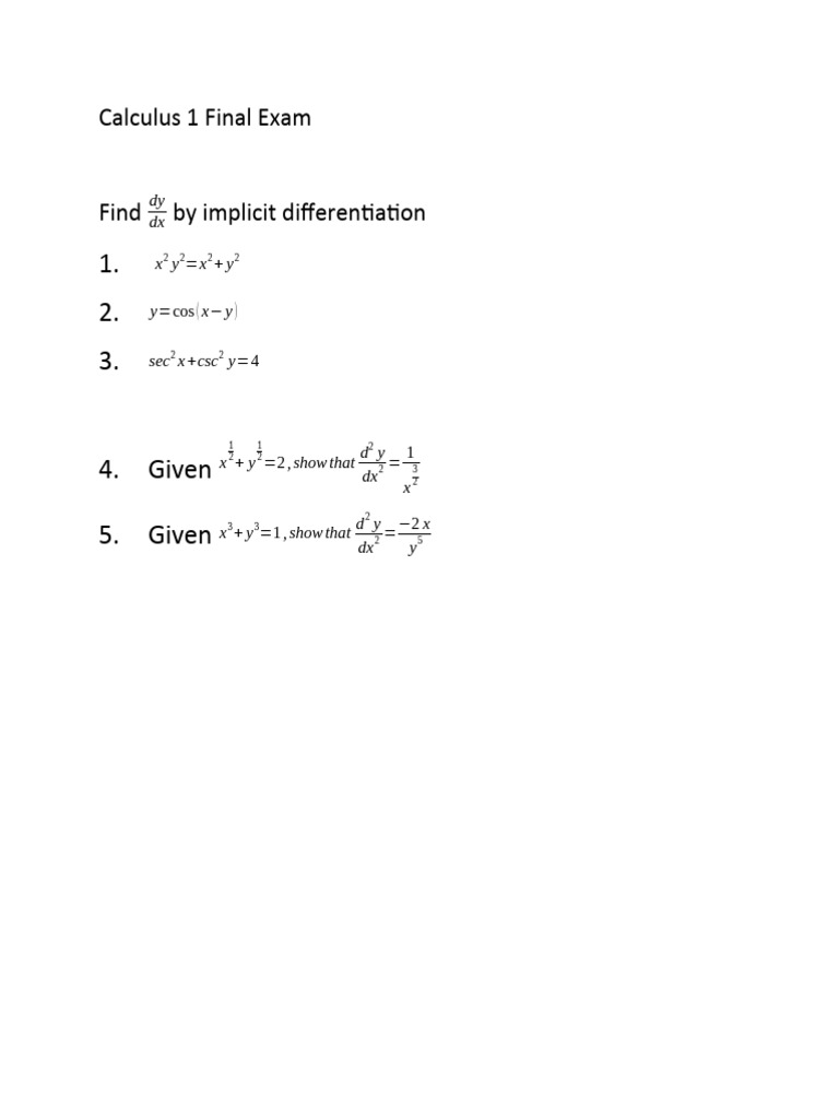 Calculus 1 Final Exam | PDF Calculus 1 Final Exam | PDF