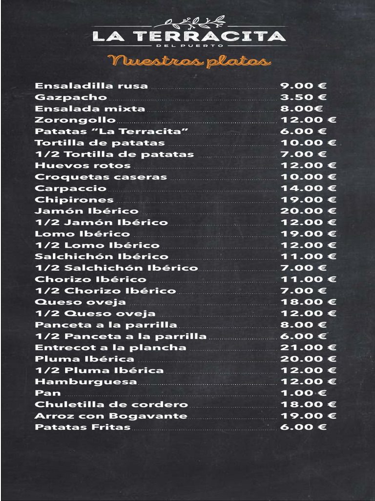 Carta QR_La Terracita Del Puerto | PDF | Tocino | Cocina mediterranea