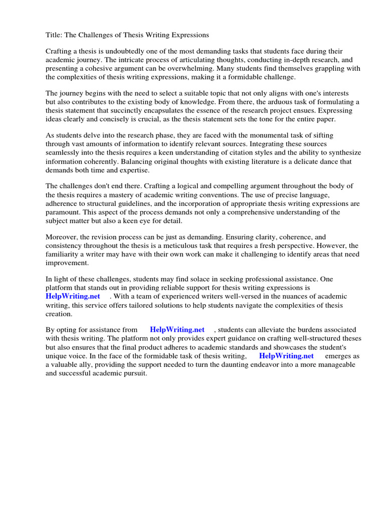 Thesis Writing Expressions | PDF | Essays | Thesis