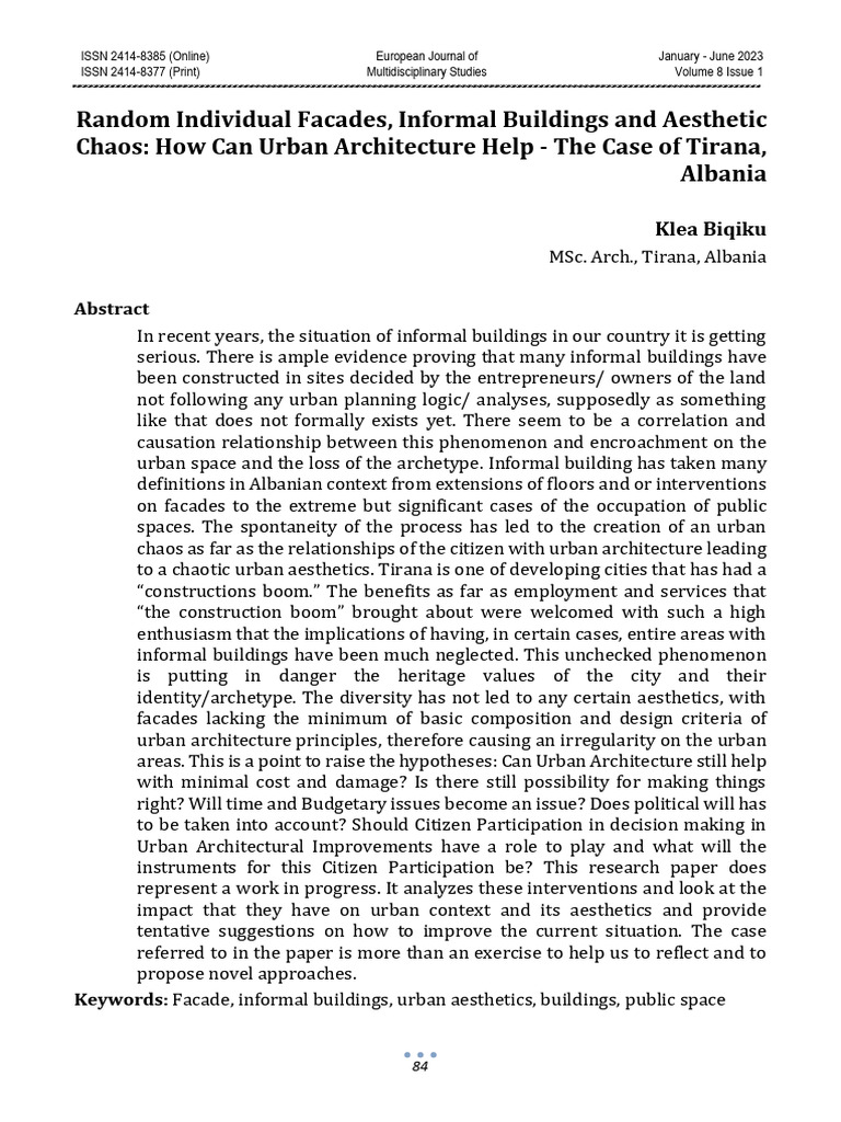 Random Individual Facades Informal Build | PDF | Aesthetics | Albania