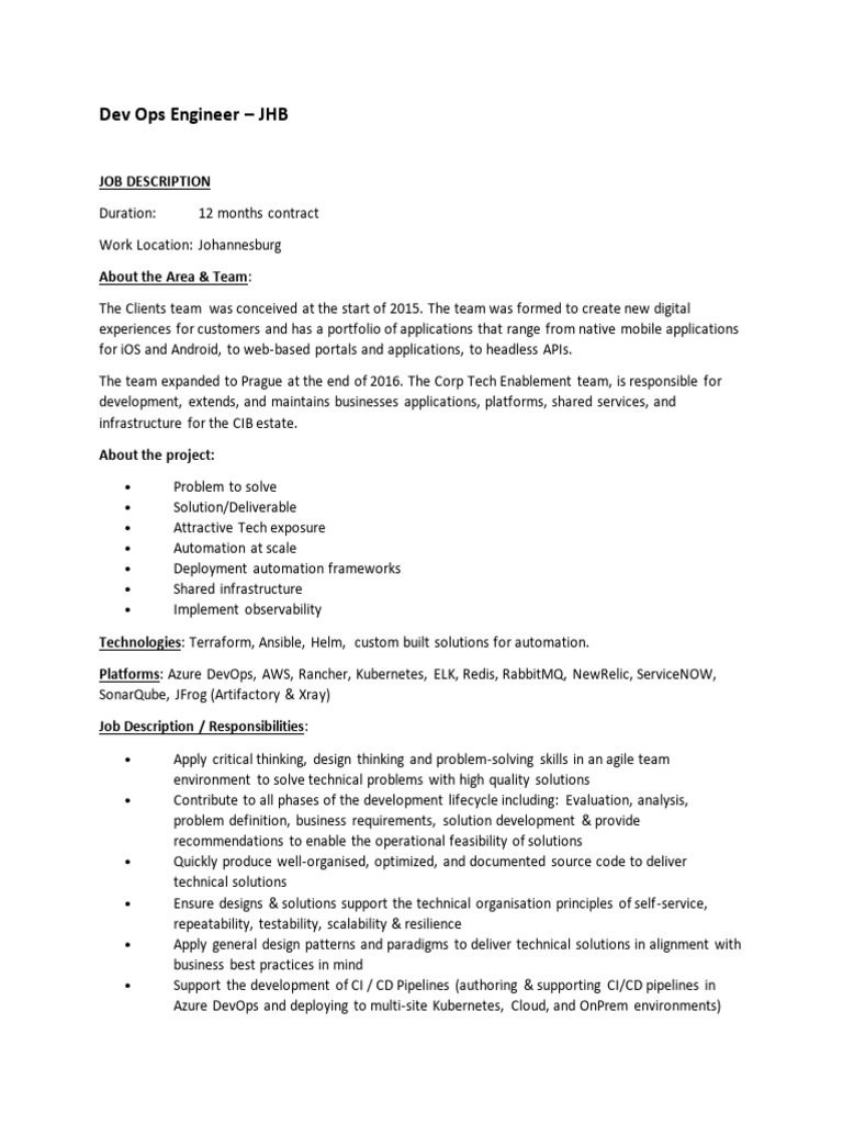 Dev Ops Engineer - Dariel Software Agency | PDF | Information ...