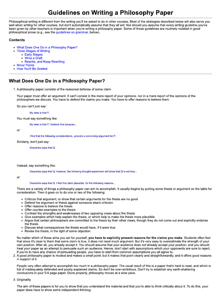 How To Write A Philosophy Paper | PDF