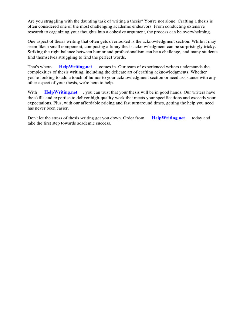 Funny Thesis Acknowledgement | PDF | Thesis