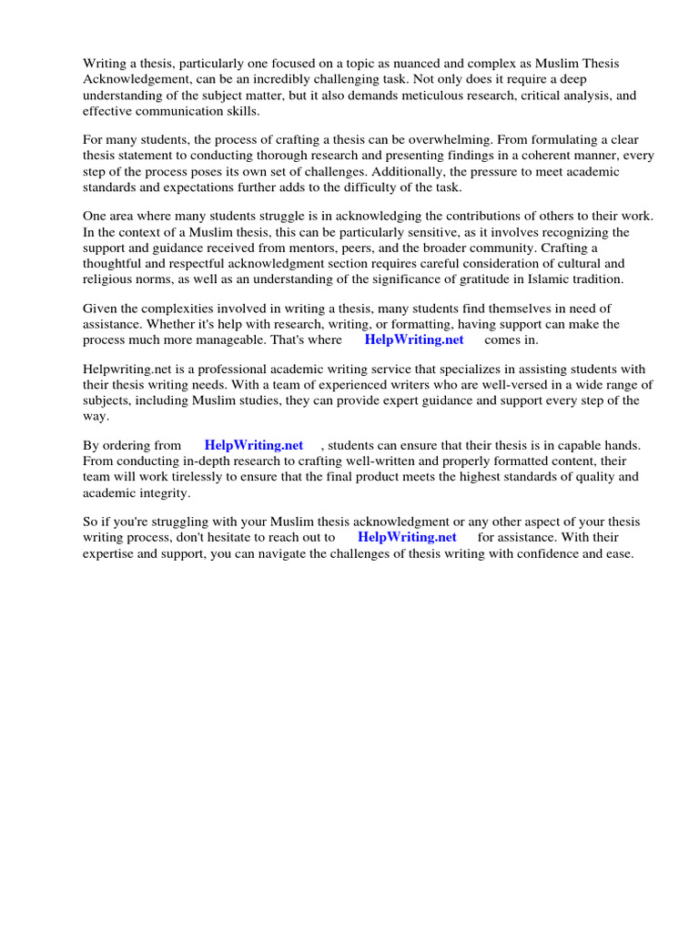 Muslim Thesis Acknowledgement | PDF | Quran | Islam