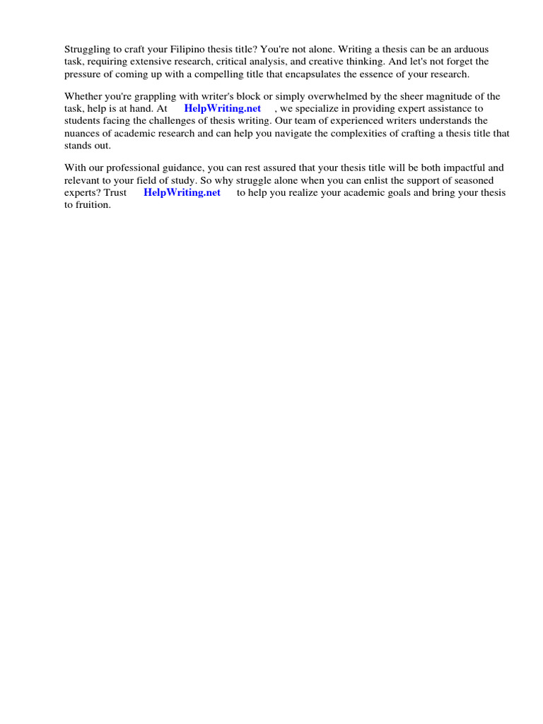 Filipino Thesis Title Examples | PDF | Tagalog Language | Thesis