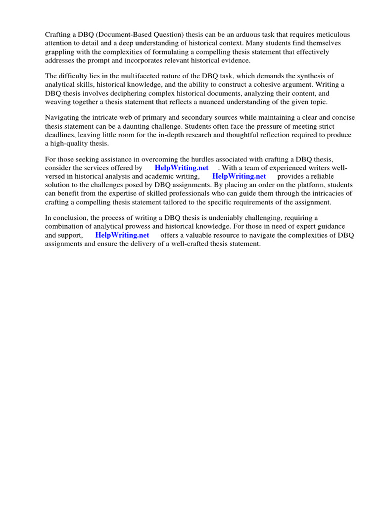 Mastering DBQ Thesis Writing | PDF | Essays | Thesis