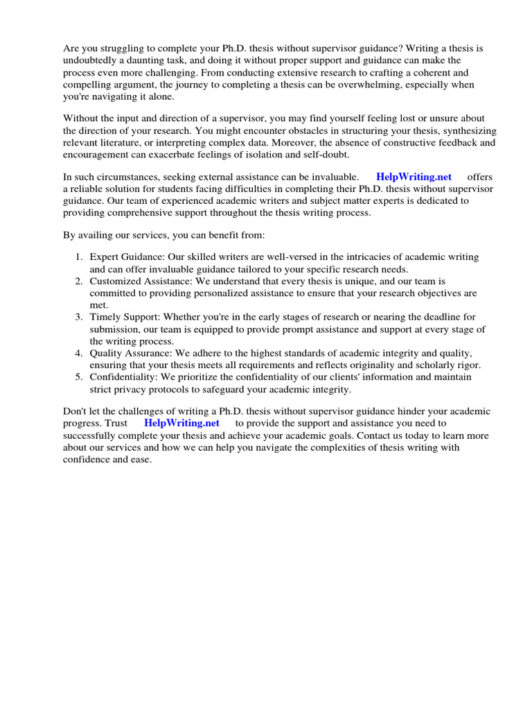 Submit PHD Thesis Without Supervisor | PDF | Thesis | Doctor Of Philosophy