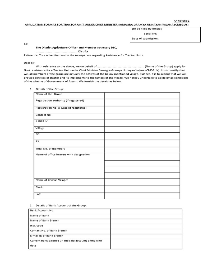 Revised Application Format | PDF | Tractor | Government