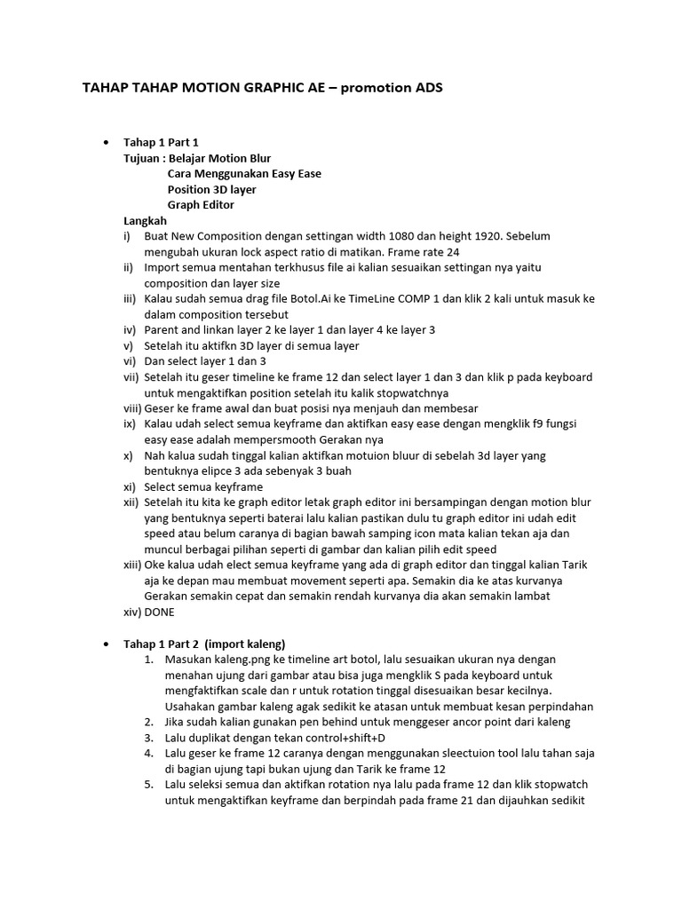 Panduan Motion Graphic di After Effects | PDF | Metode & Bahan Ajar