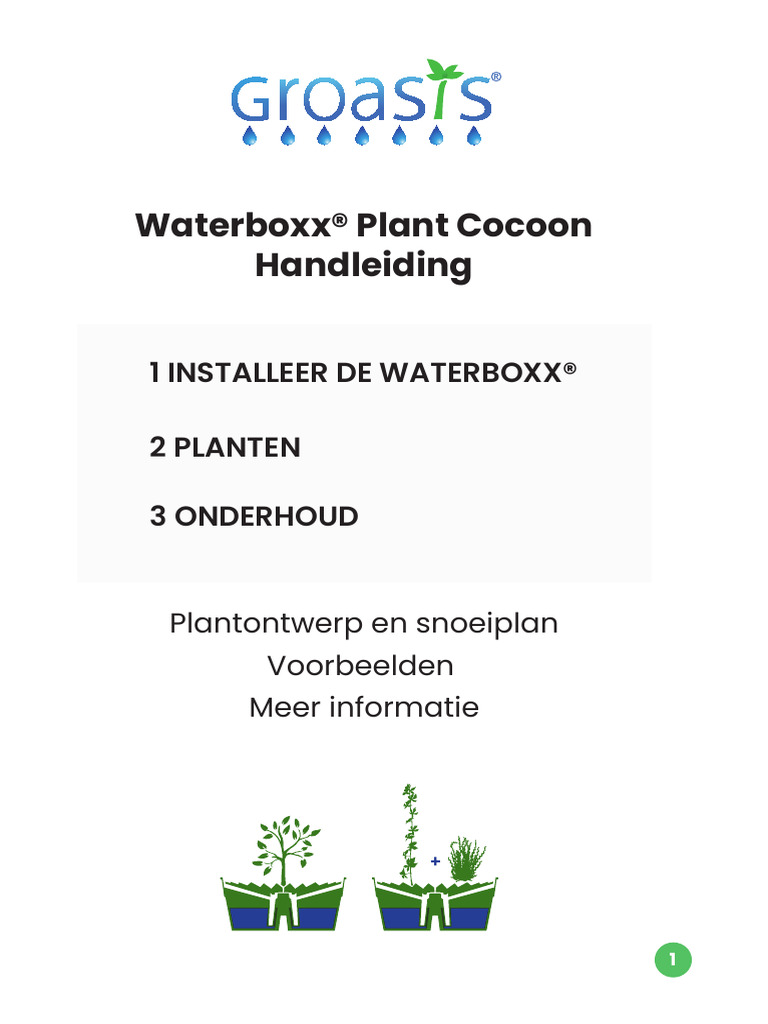 Groasis Waterboxx Consumentenhandleiding A4 NL | PDF