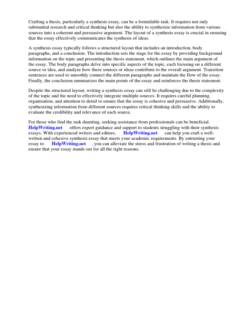 Synthesis Essay Layout | PDF | Essays | Citation