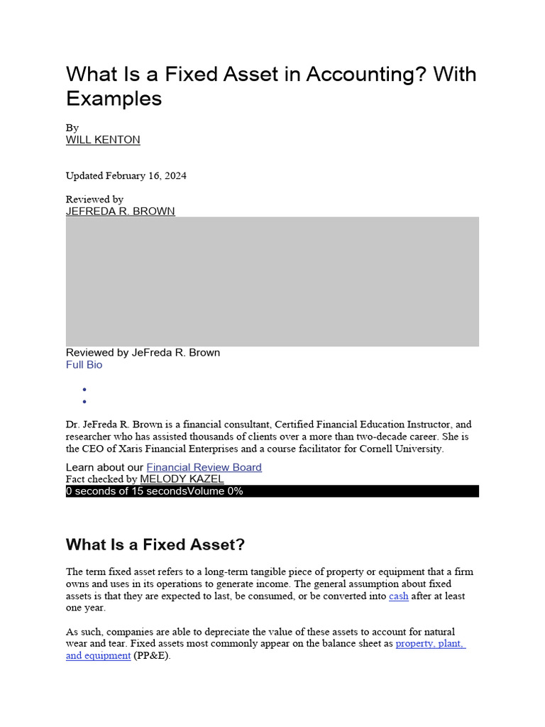 Fixed Asset in Accounting | PDF | Depreciation | Fixed Asset