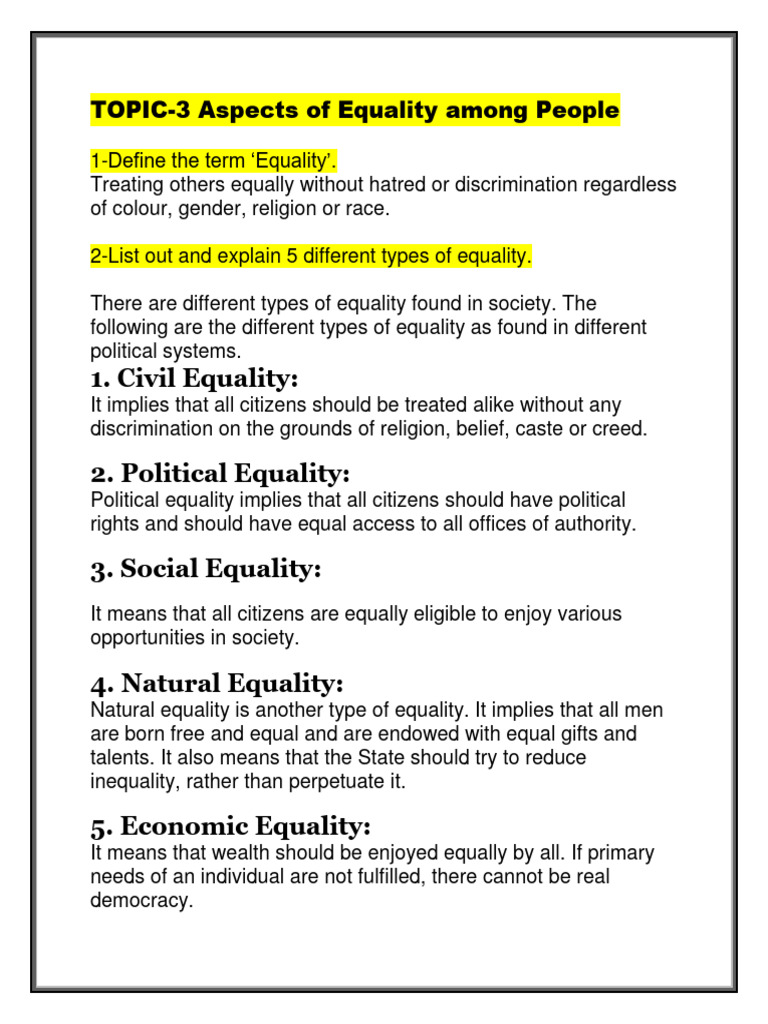 TOPIC-3 Aspects of Equality among People - Copy - Copy | PDF