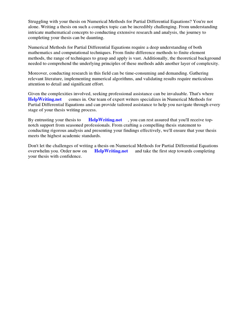 Thesis Help: Numerical PDE Methods | PDF | Partial Differential Equation | Finite Element Method