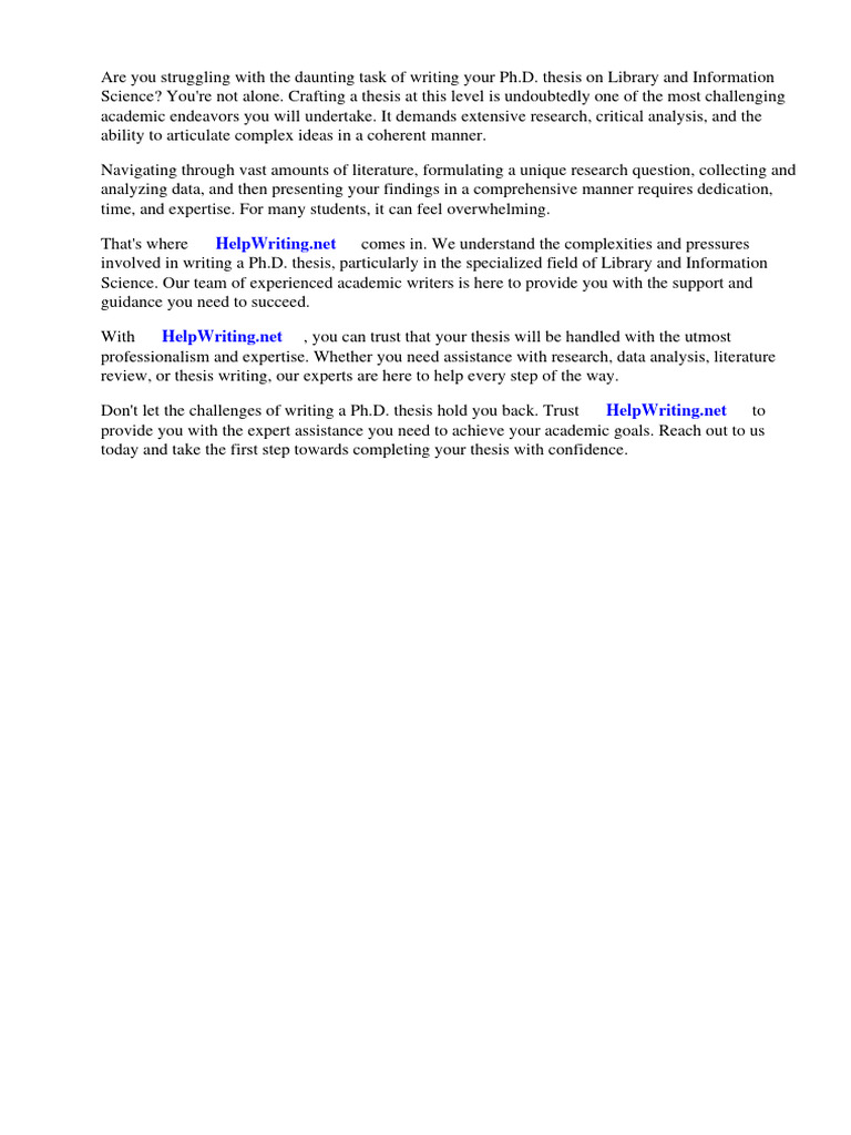 PhD Thesis Help in Library Science | PDF | Entrepreneurship | Thesis