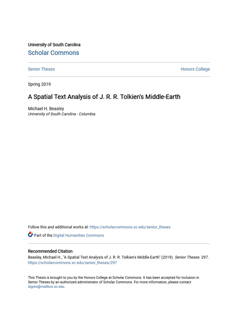 A Spatial Text Analysis of J. R. R. Tolkiens Middle-Earth | PDF | J. R ...