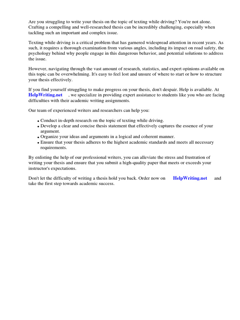 Thesis For Texting While Driving | Download Free PDF | Text Messaging ...