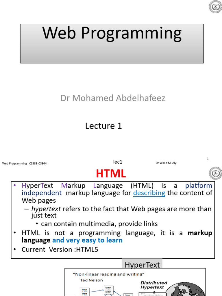 Lec1 Web Programming | PDF | Hyperlink | Html Element