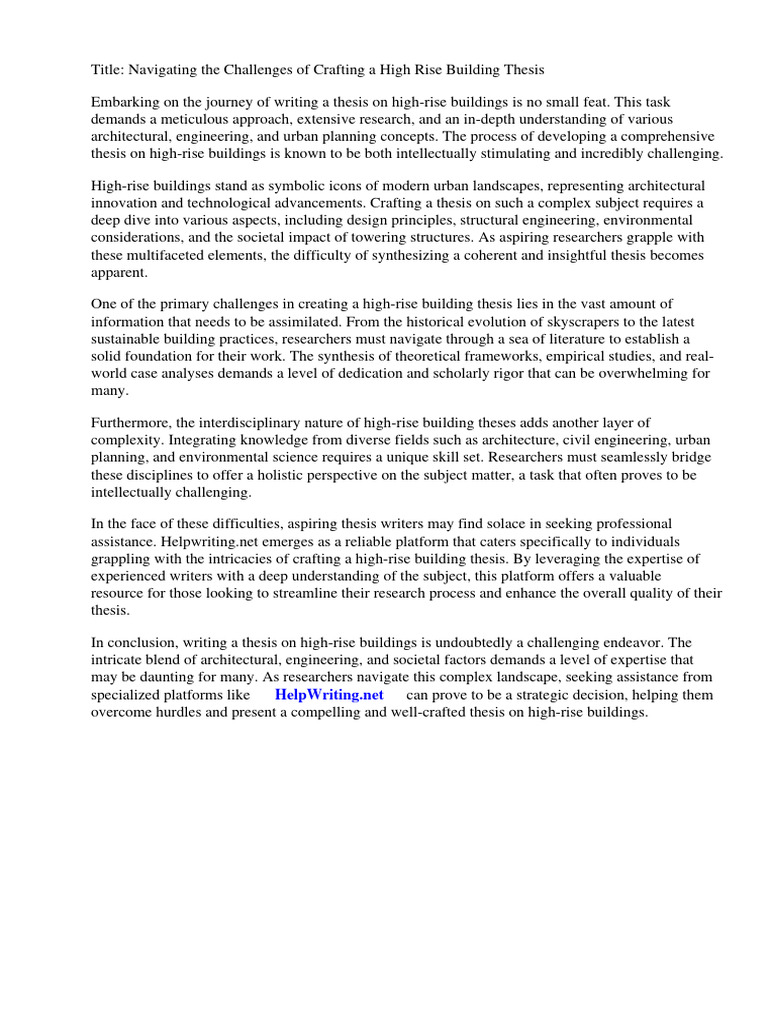 High-Rise Building Thesis Guide | PDF | Engineering | Elevator